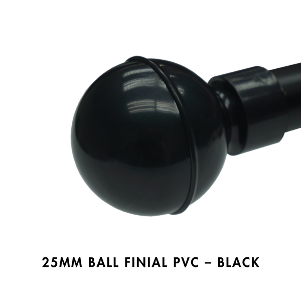 25mm Ball Finial | Black PVC Finish – CurtainWorld.Online